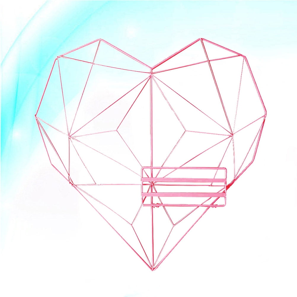 WHAMVOX Pink HeartShaped Metal Mesh Wall Shelf for Photo Display and ...