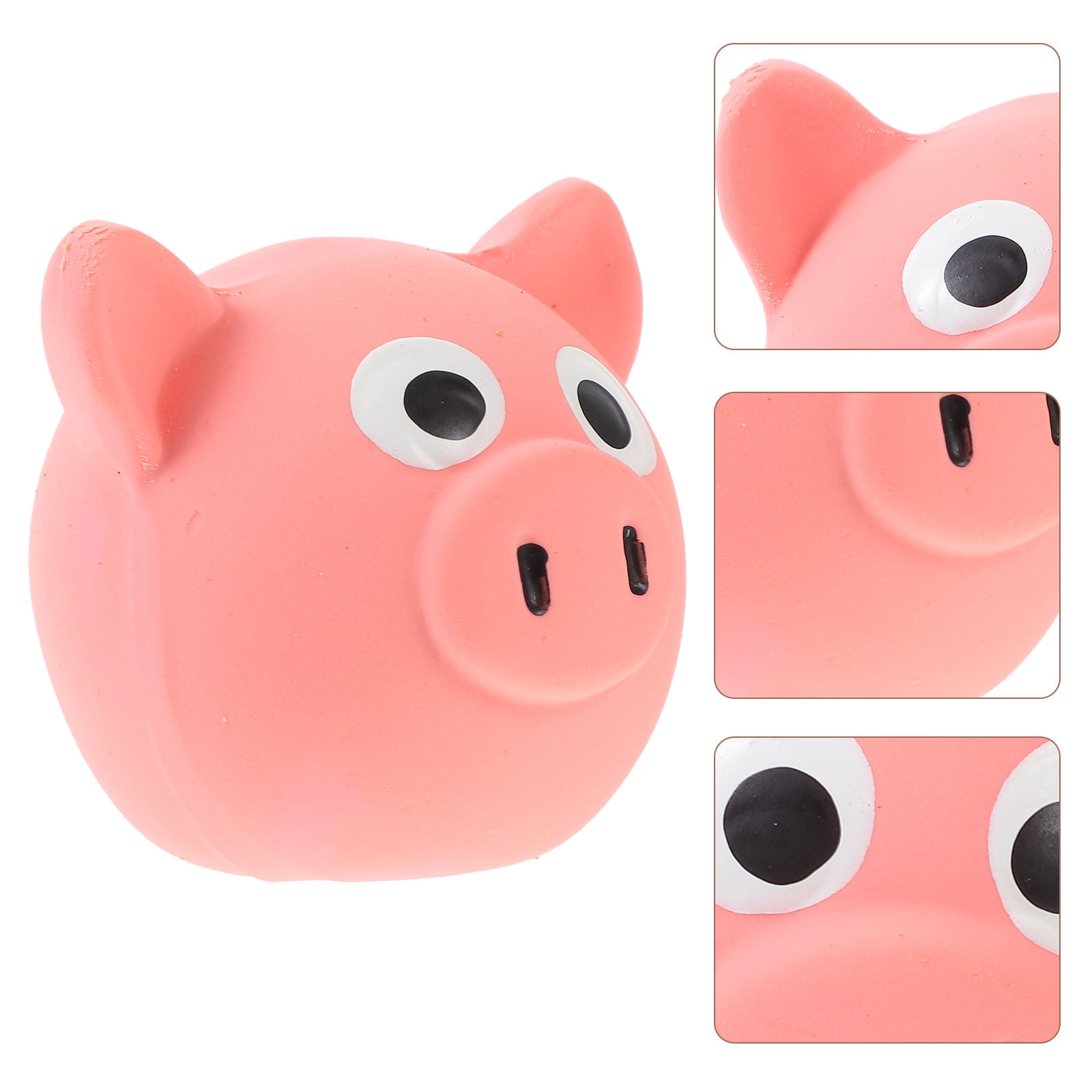 WHAMVOX Pink Latex Pig Head Squeaky Dog Toy for Small Dogs Easy to ...