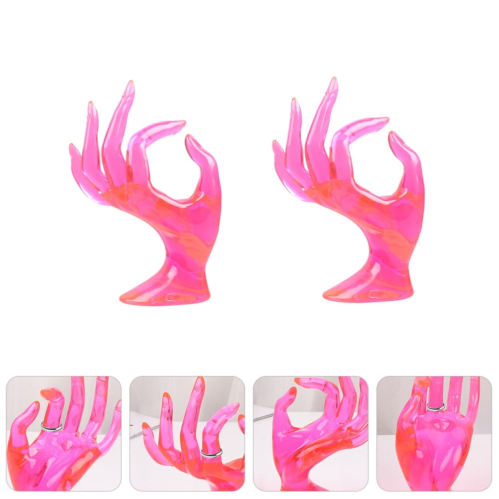 WHAMVOX Pink Plastic Ring Display Stand Jewelry Holder for Organized ...