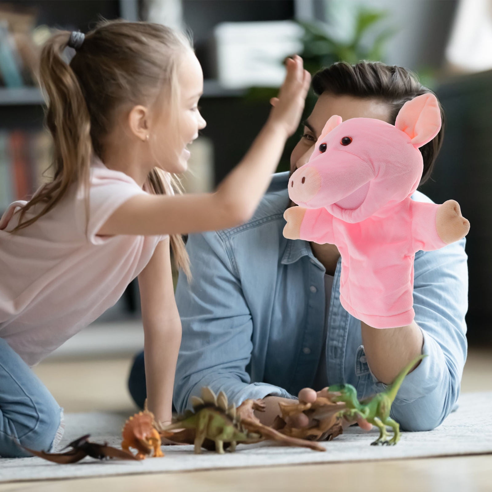 WHAMVOX Pink Plush Pig Hand Puppet for Kids and Adults Soft and ...