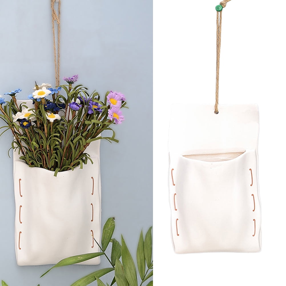 WHAMVOX Plant Pots Planter Wall Mounted Ceramic Space-saving Flower Non ...