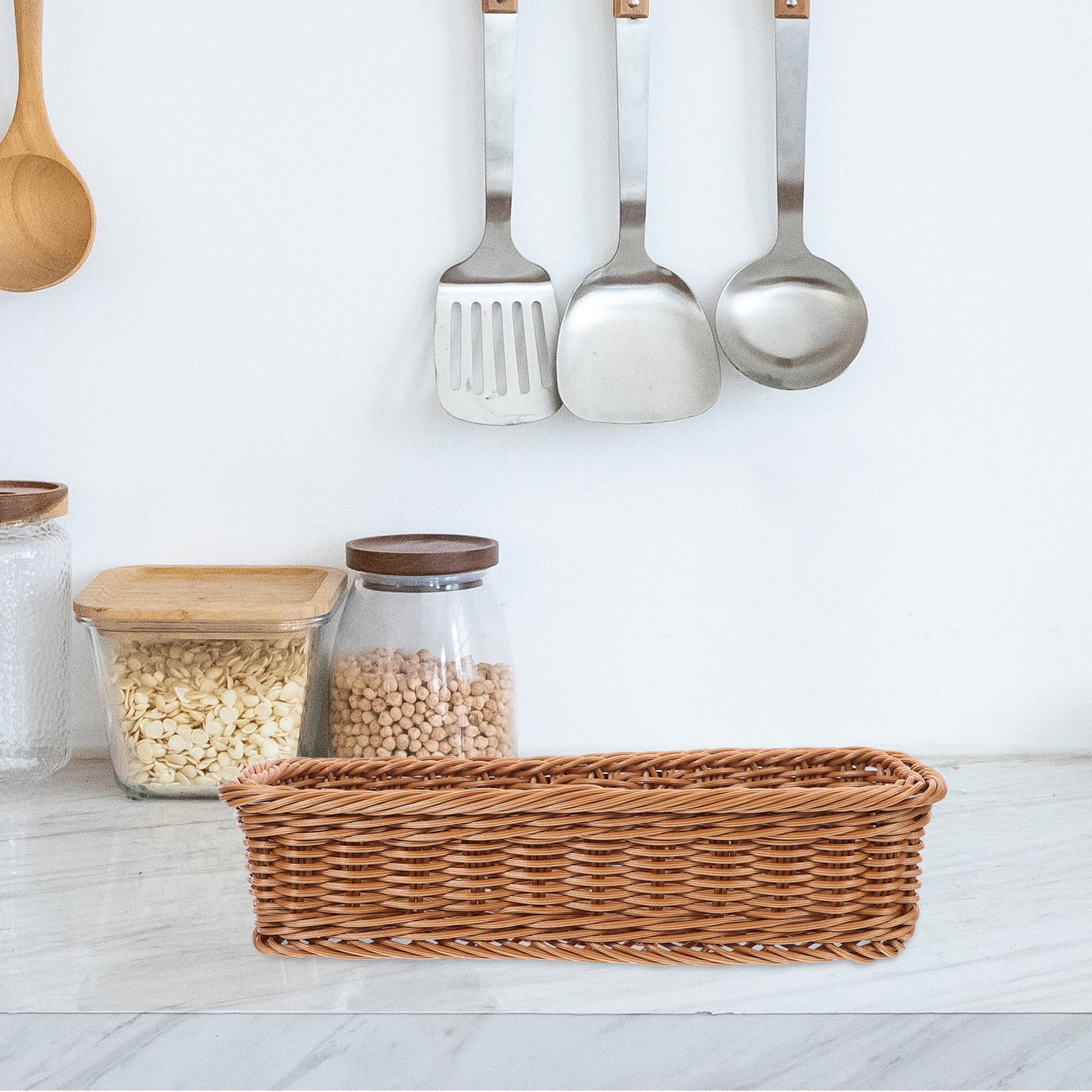 WHAMVOX Plastic Rattan Woven Basket for Tableware Storage Assorted ...