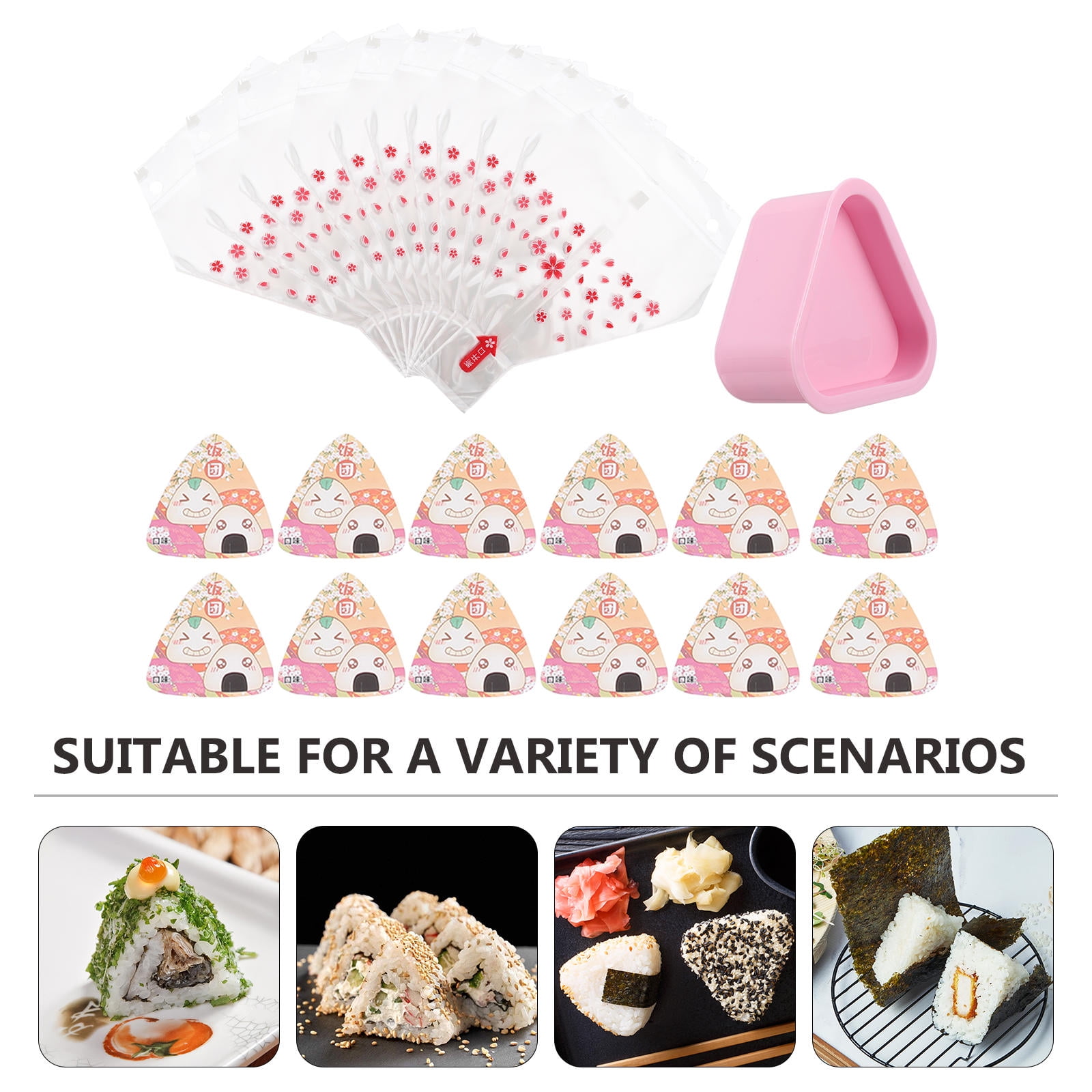 WHAMVOX Plastic Sushi Maker Tool with 20 Rice Ball Bags for Easy ...