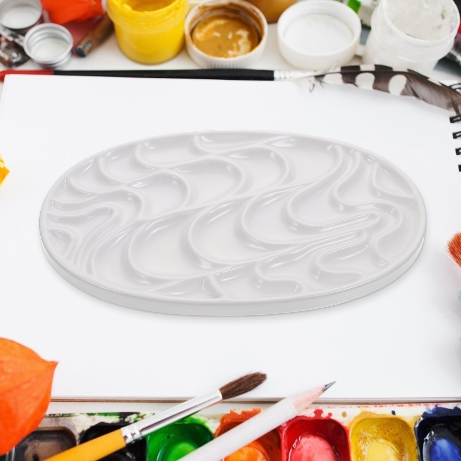 WHAMVOX Porcelain Imitation Color Mixer Plate Palette Artist Paint Tray ...