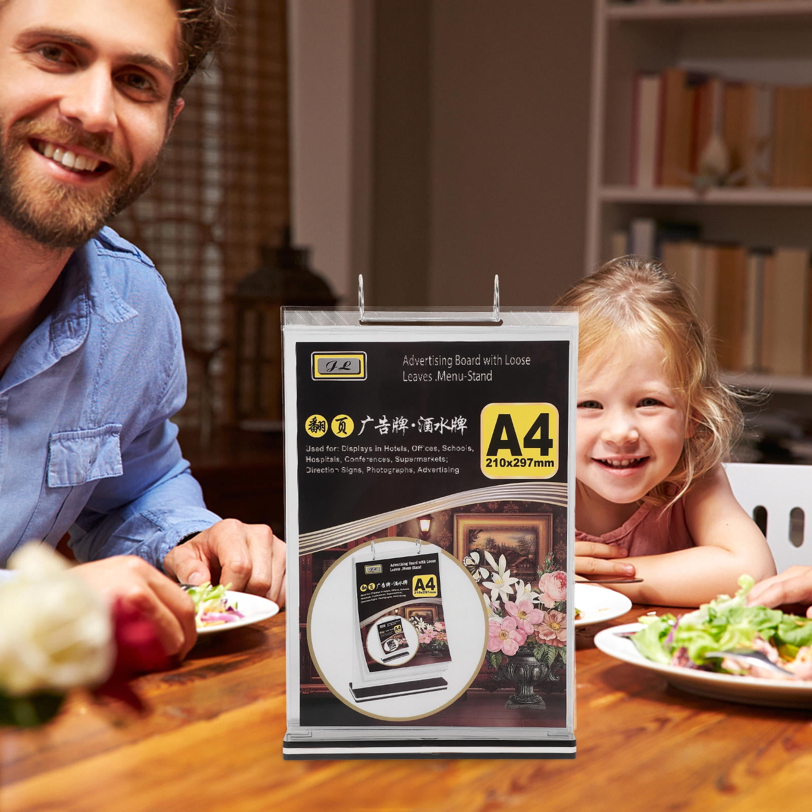 WHAMVOX Poster Display Rack Flip Double Sided Number Table Transparent ...