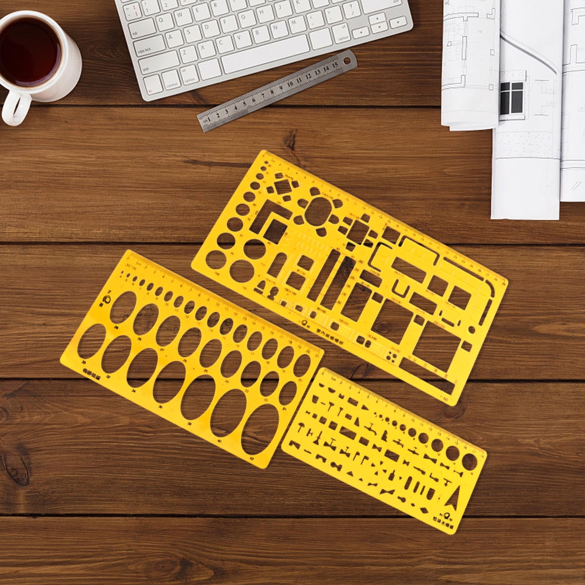 WHAMVOX Professional Ellipse Drafting Ruler 3 Designs Drawing Template ...