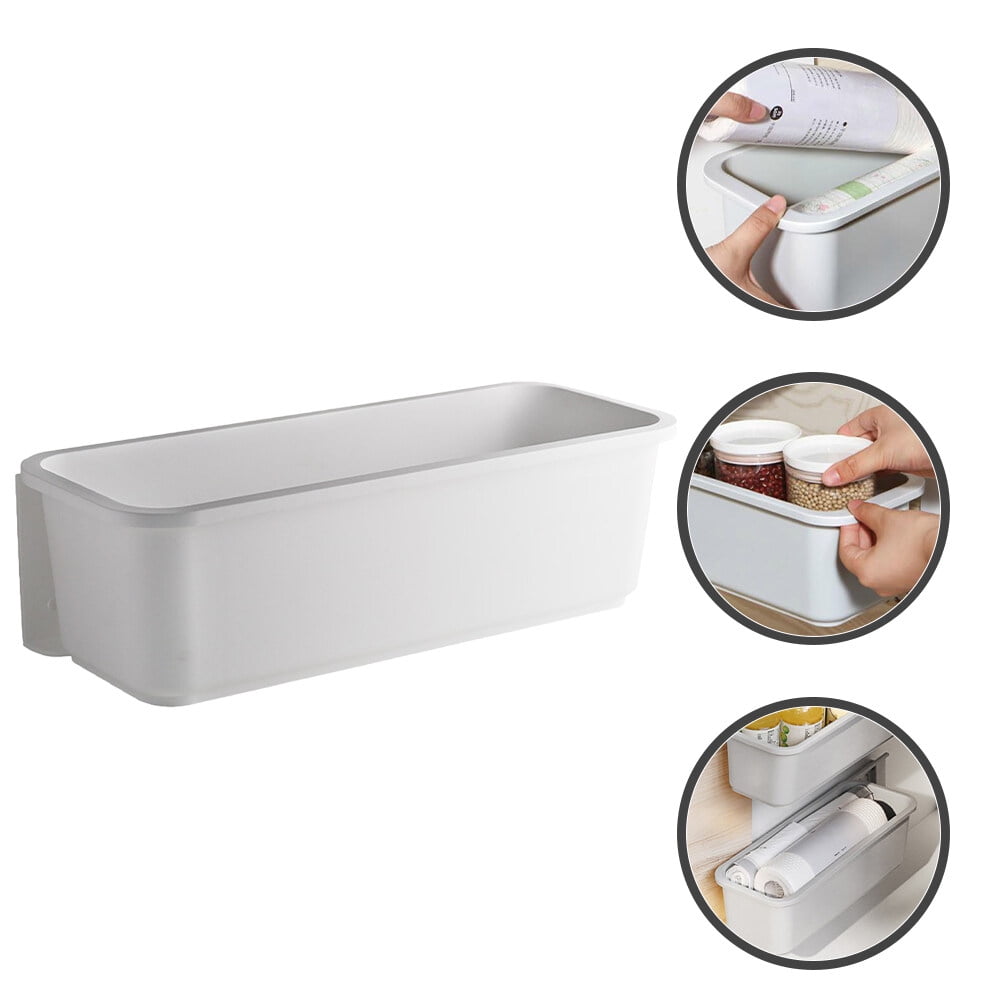 WHAMVOX Pull-out Storage Box Bins Key Boxes Shelves Adhesive Light Grey ...