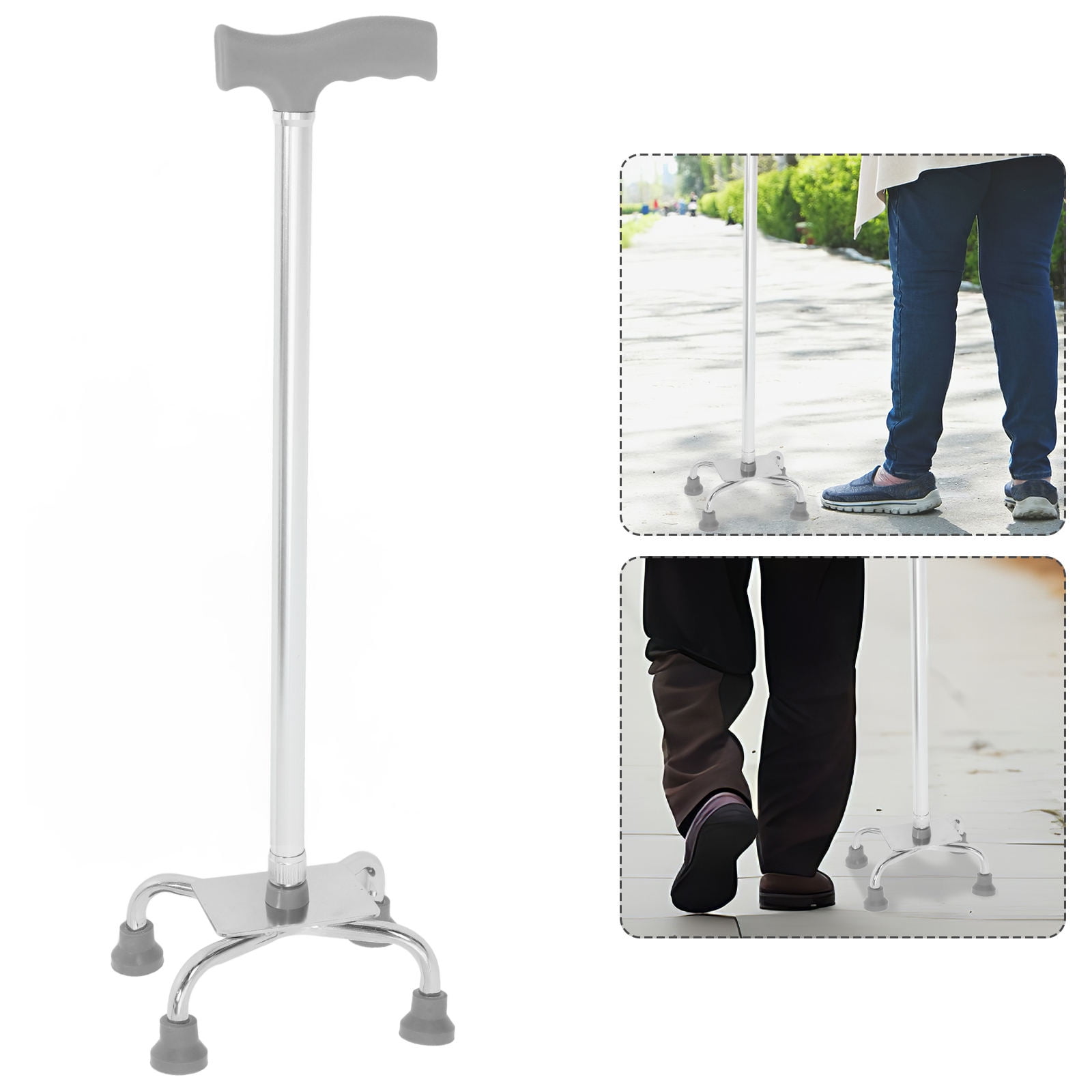 WHAMVOX Quad Cane with Large Base Aluminum Walking Cane for Seniors ...