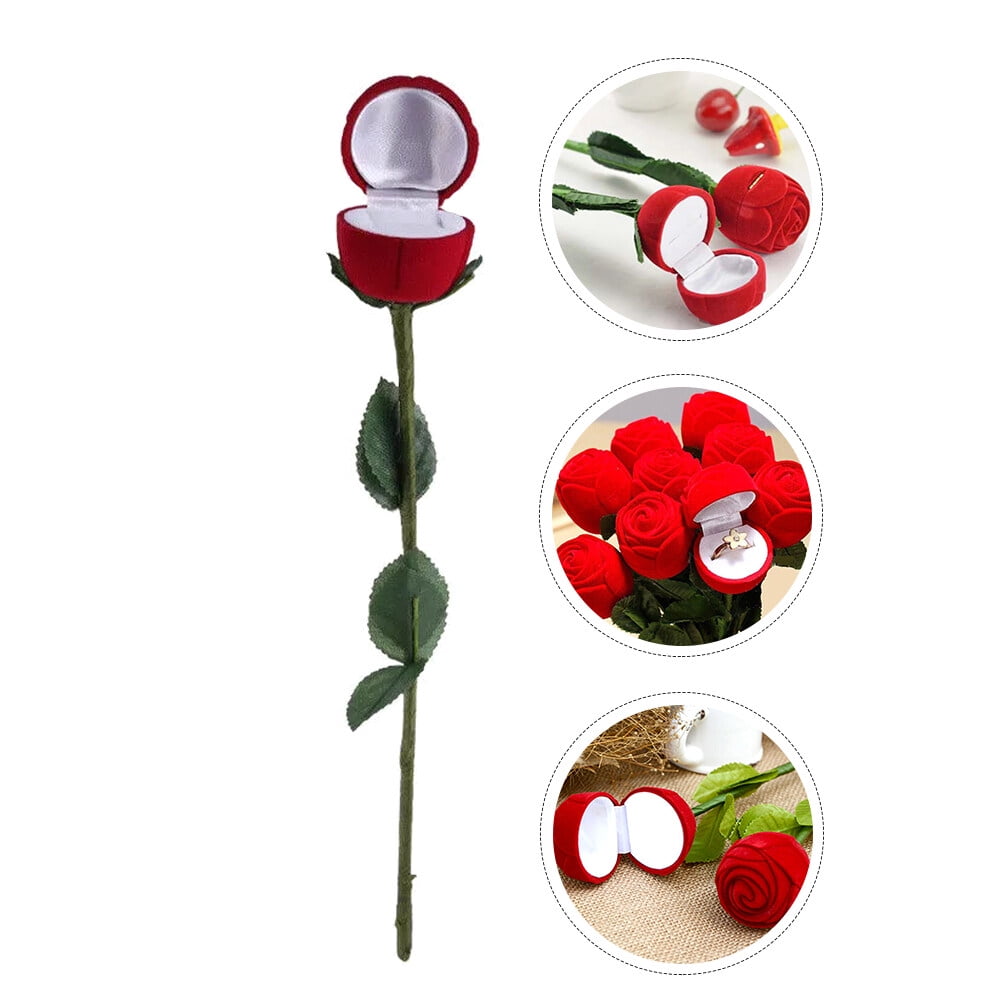 WHAMVOX Red Rose Shape Ring Box for Storage Made of Durable Plastic ...