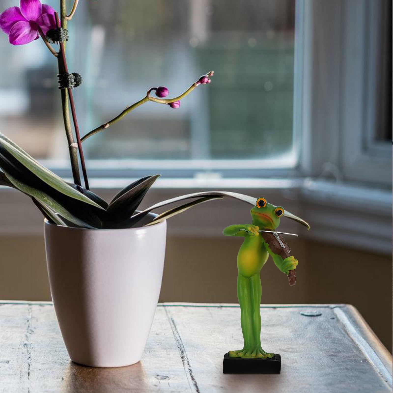 WHAMVOX Resin Frog Musician Sculpture Cute Frog Figurine Funny Frog ...