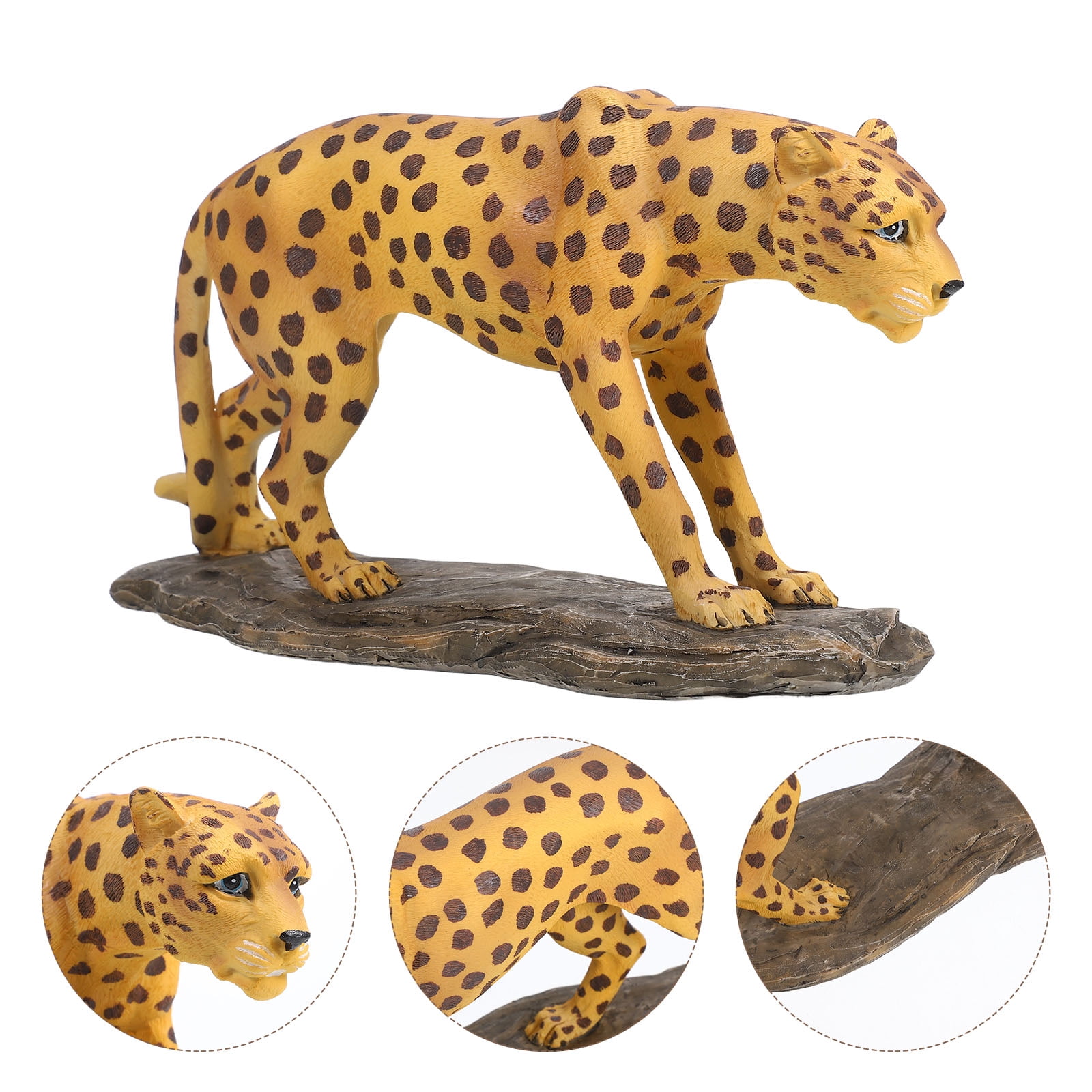 WHAMVOX Resin Leopard Figurine Leopard Desk Sculpture Realistic Animal ...