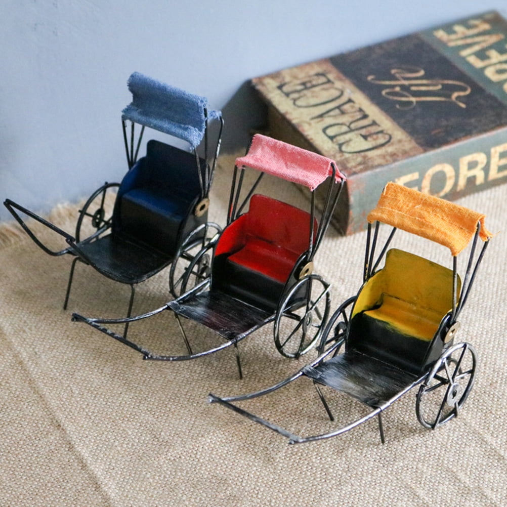 WHAMVOX Retro Rickshaw Model Decor Made of Iron for Home Crafts and ...