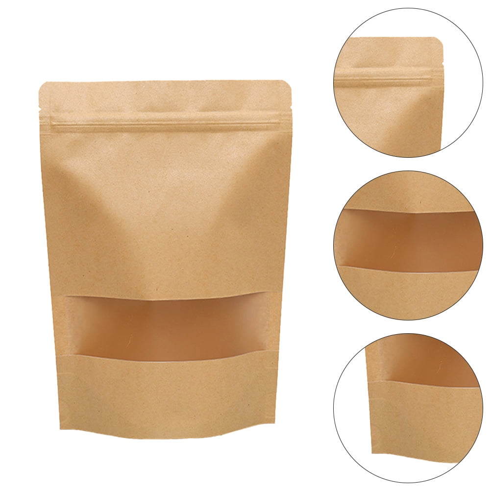 WHAMVOX Reusable Khaki Kraft Paper Food Storage Bags for Kitchen and ...