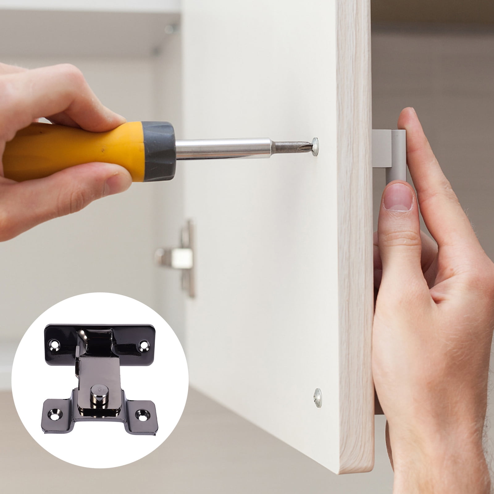 WHAMVOX Right Angle Door Bolt Latch Lock for Sliding Stoppers Black ...