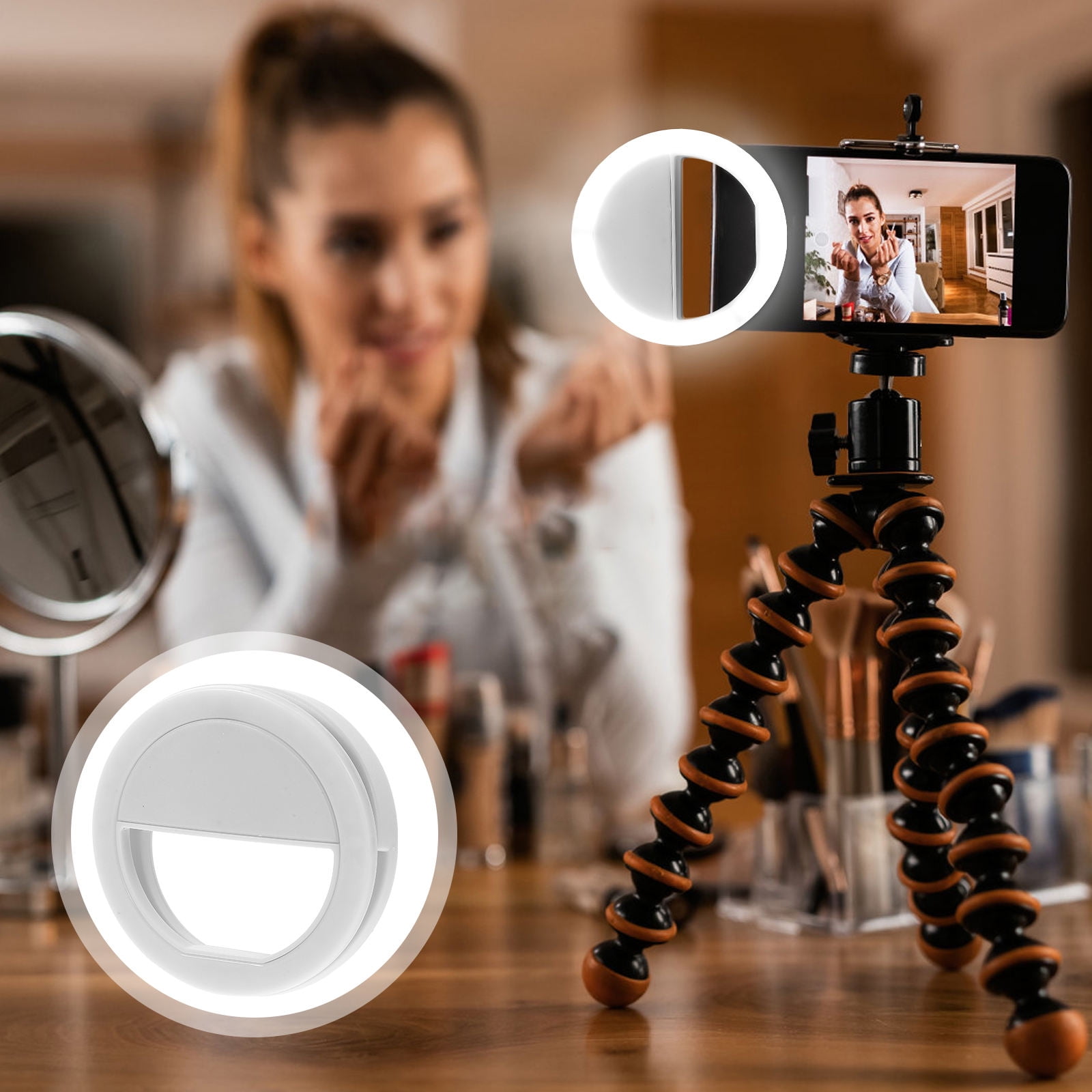 WHAMVOX White ABS ClipOn Ring Light for Phone Use Round Shape Design ...