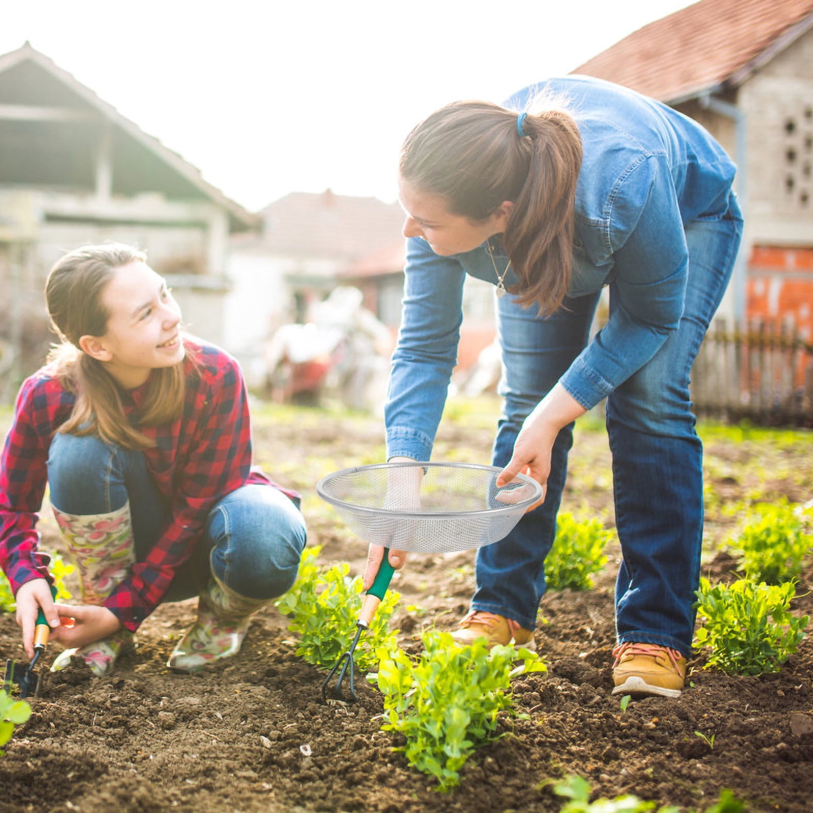 WHAMVOX Rock Garden Sieve Soil Sifter 30cm Round Gardening Soil Sifting ...