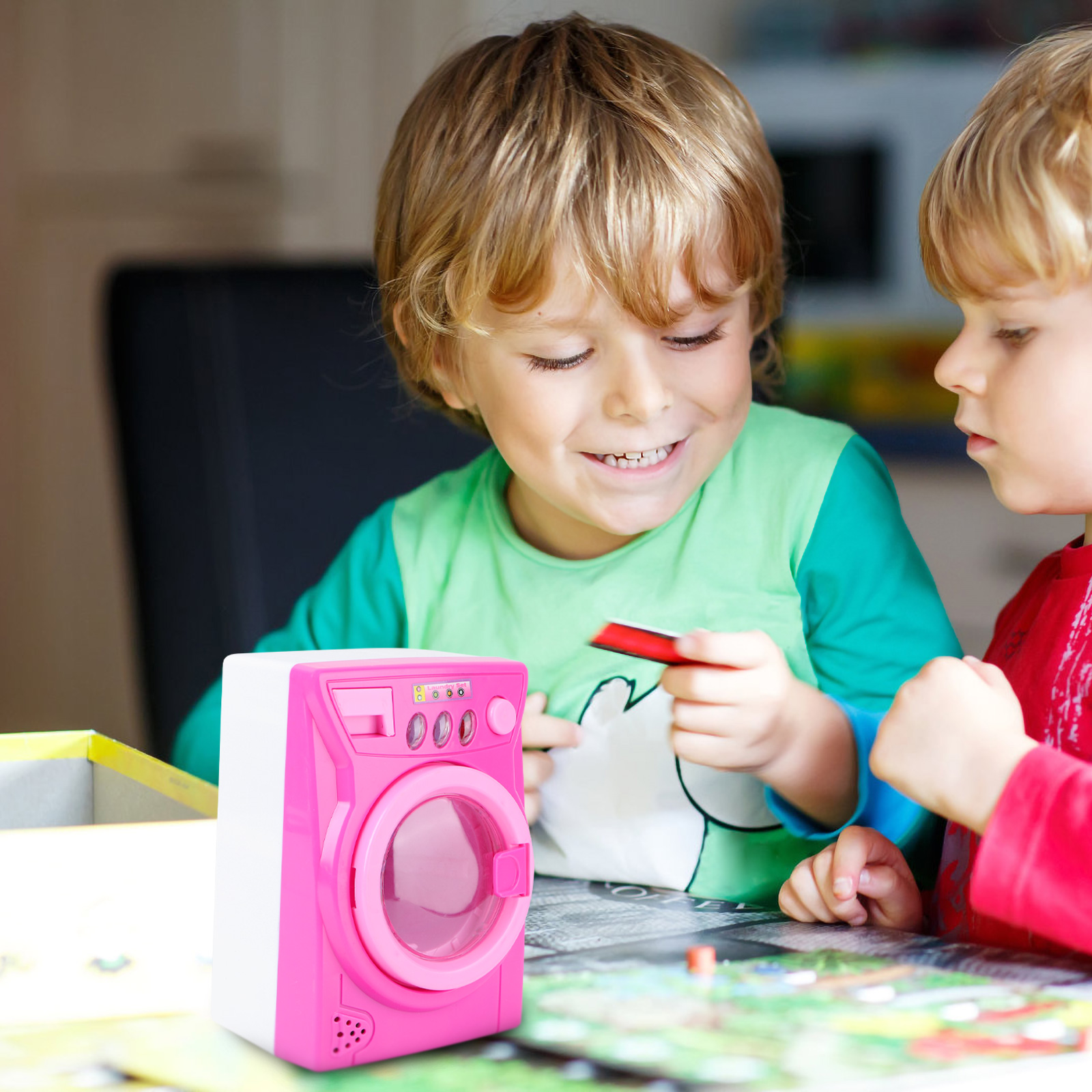 WHAMVOX Rosy Plastic Simulation Washing Machine Toy with Sound for Kids ...