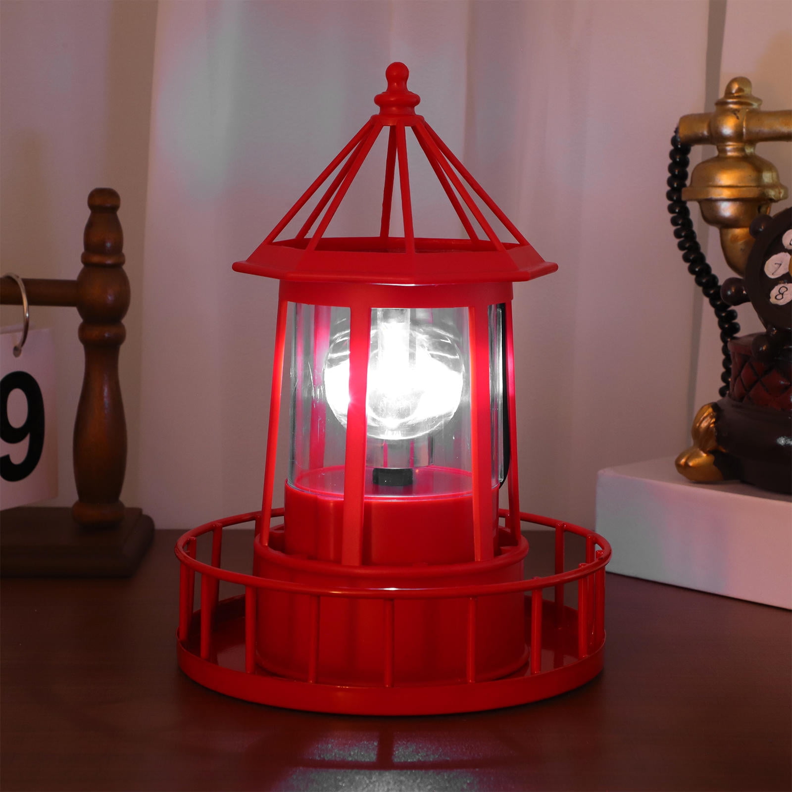 WHAMVOX Rotating Lighthouse Garden Solar Outdoor Lights for outside ...