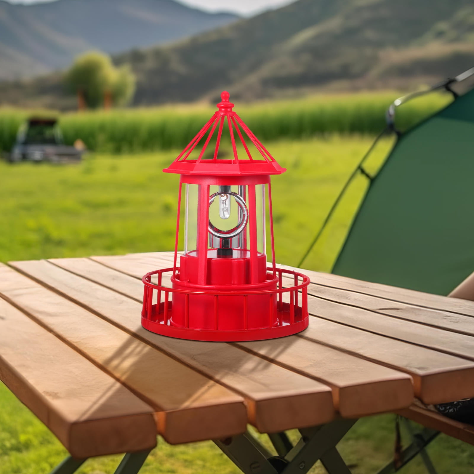WHAMVOX Rotating Lighthouse Outdoors Solar with Beacon Lights for ...