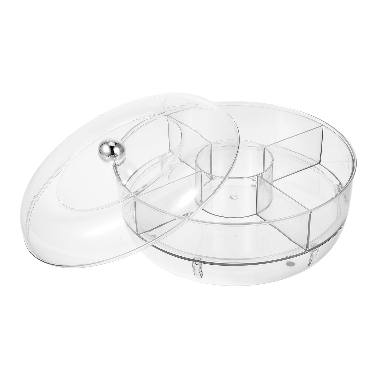 WHAMVOX Round Divided Serving Tray Platter With Lid And Handle Storage ...