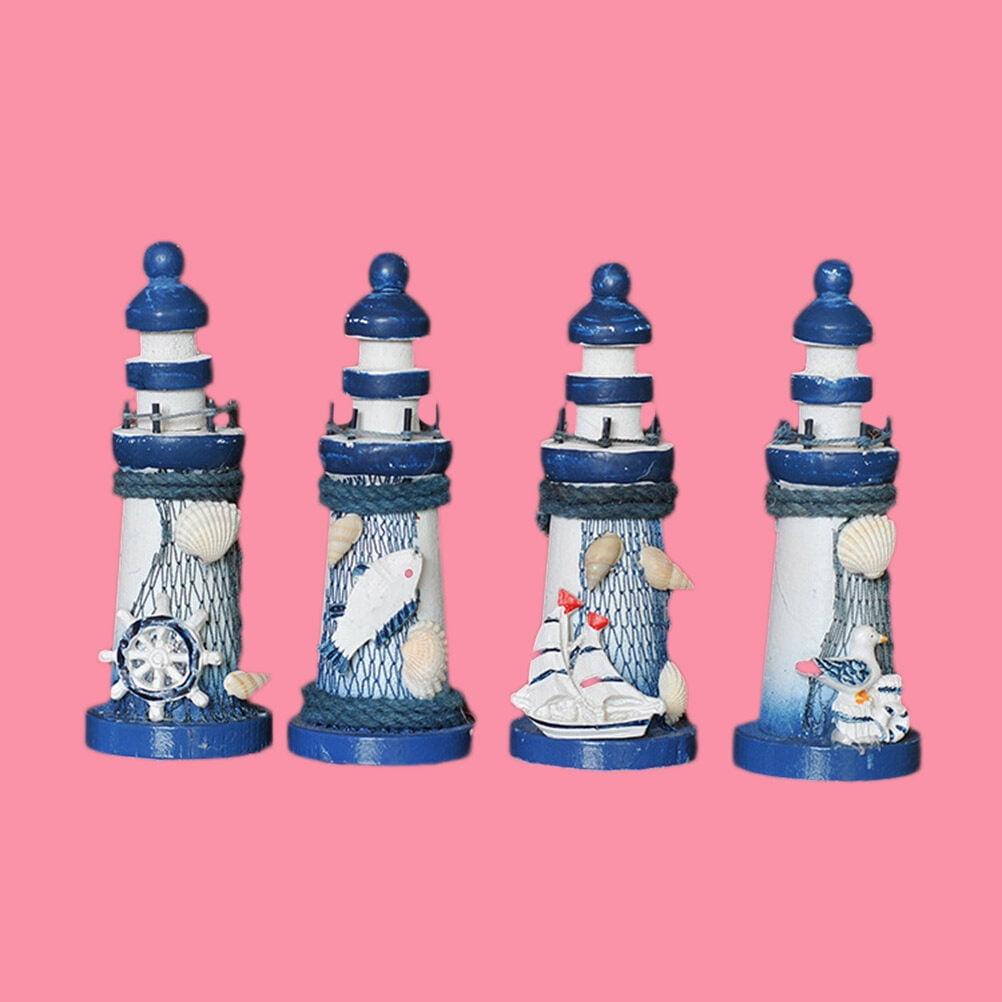 WHAMVOX Shell Wooden Lighthouse Ornaments Marine Model Office 13.00X5 ...