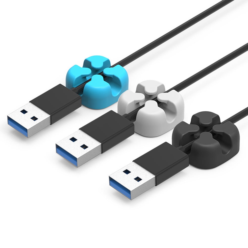 WHAMVOX Silicone Cable Winder for Organizing Wires 5 Pcs Desktop Wire ...