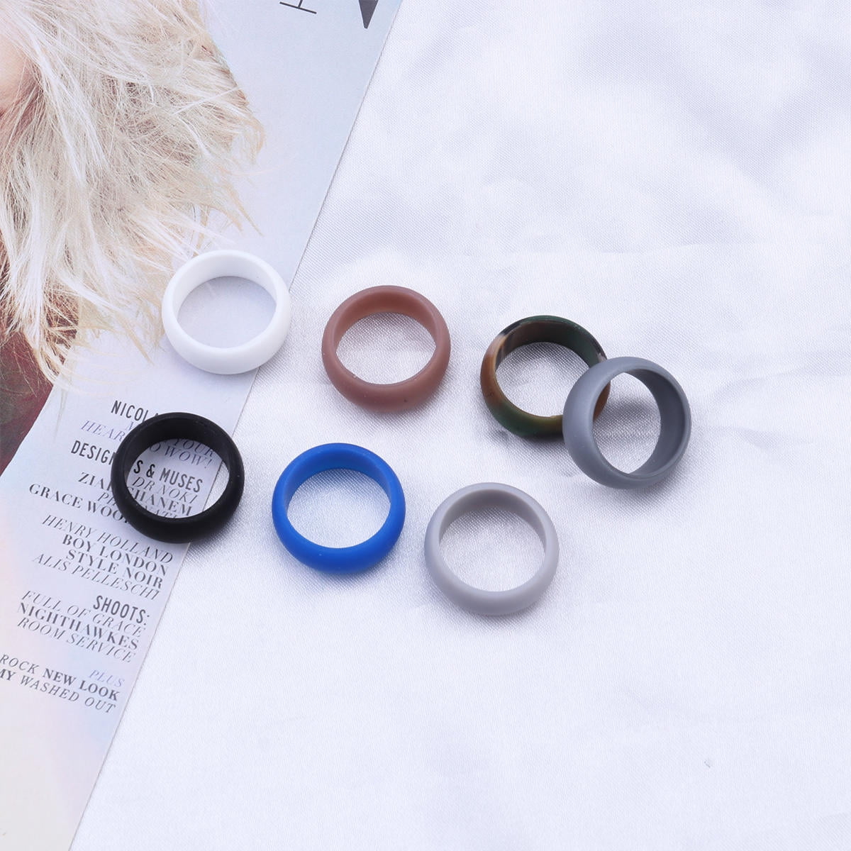 COMPUKAS 7 Piece Silicone Jewelry Set with Stylish Rings for Women in ...