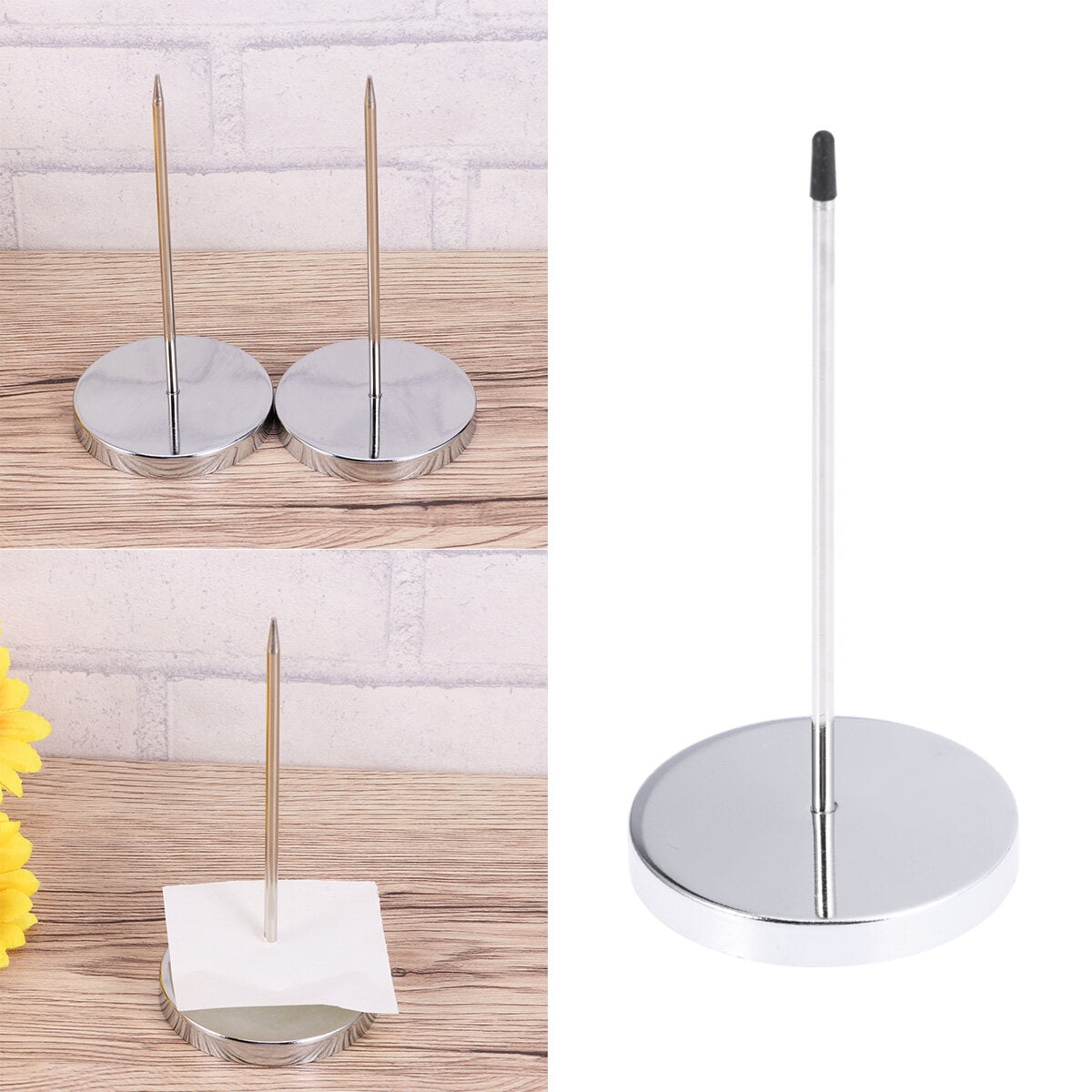 WHAMVOX Silver Metal Memo Holder with Sturdy Base for Office Use ...