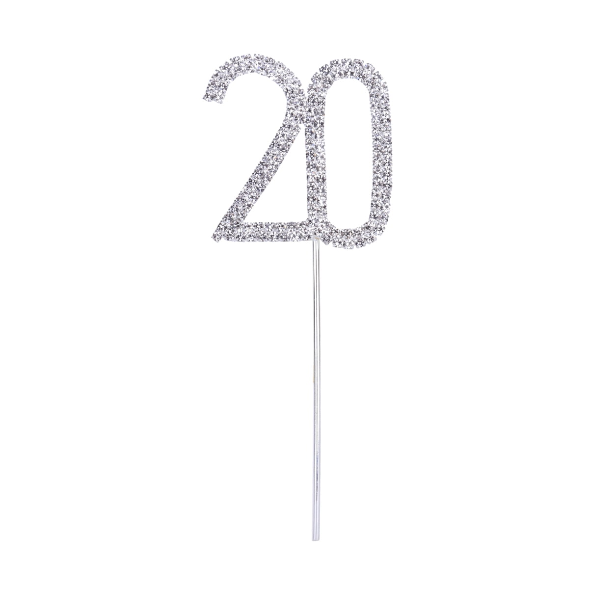 WHAMVOX Silver Rhinestone Cake Topper for 20th Birthday Party and ...