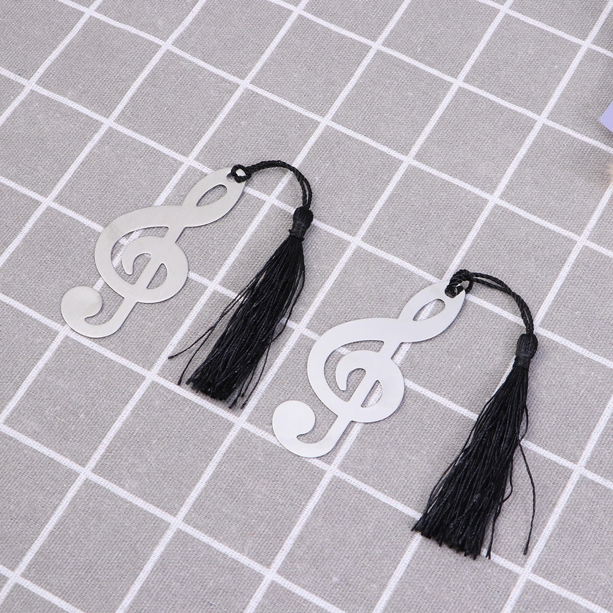 WHAMVOX Silver Stainless Steel Metal Bookmarks with Musical Note Tassel ...