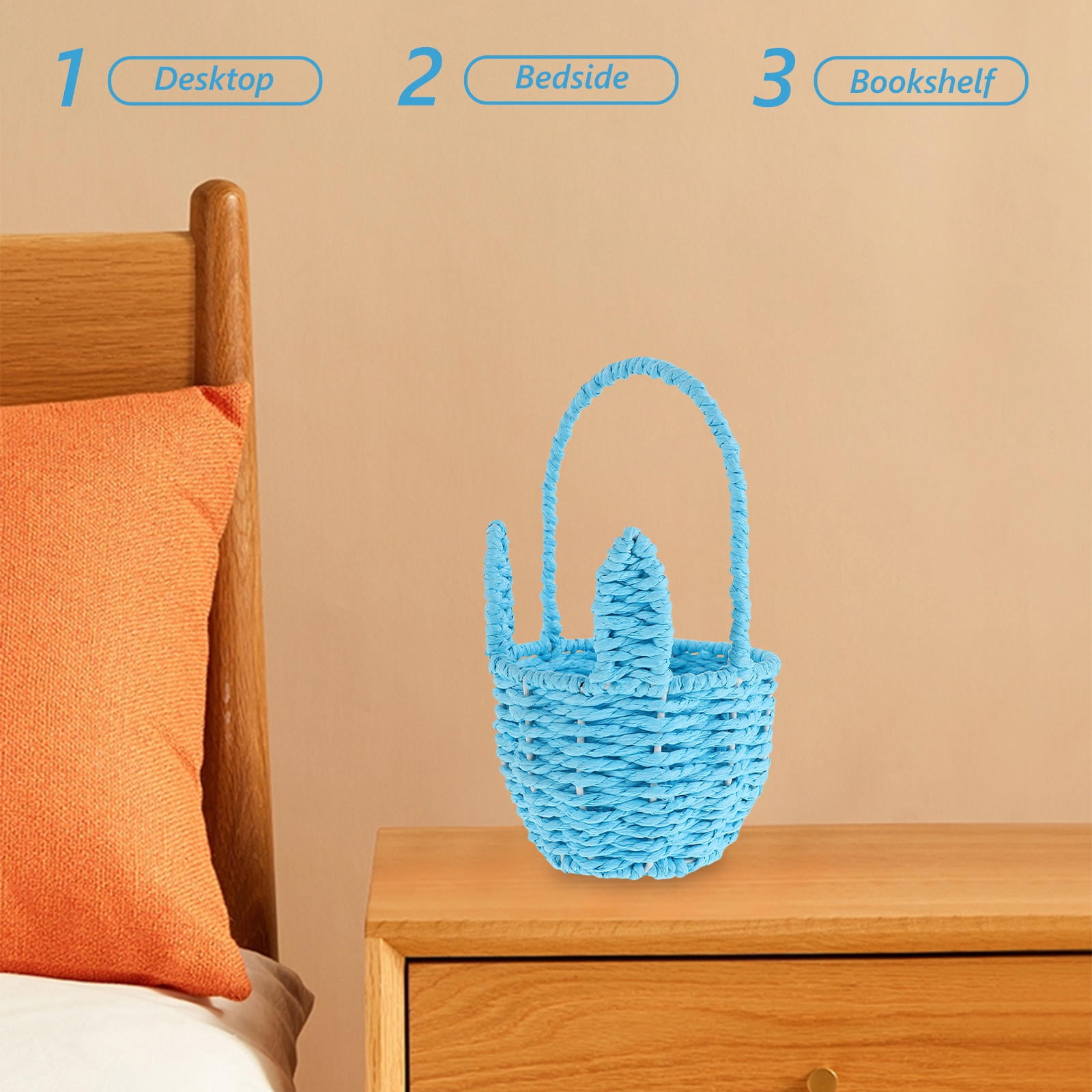WHAMVOX Sky-blue Paper Rope Basket for Storage Small Size 6.3 Inches ...