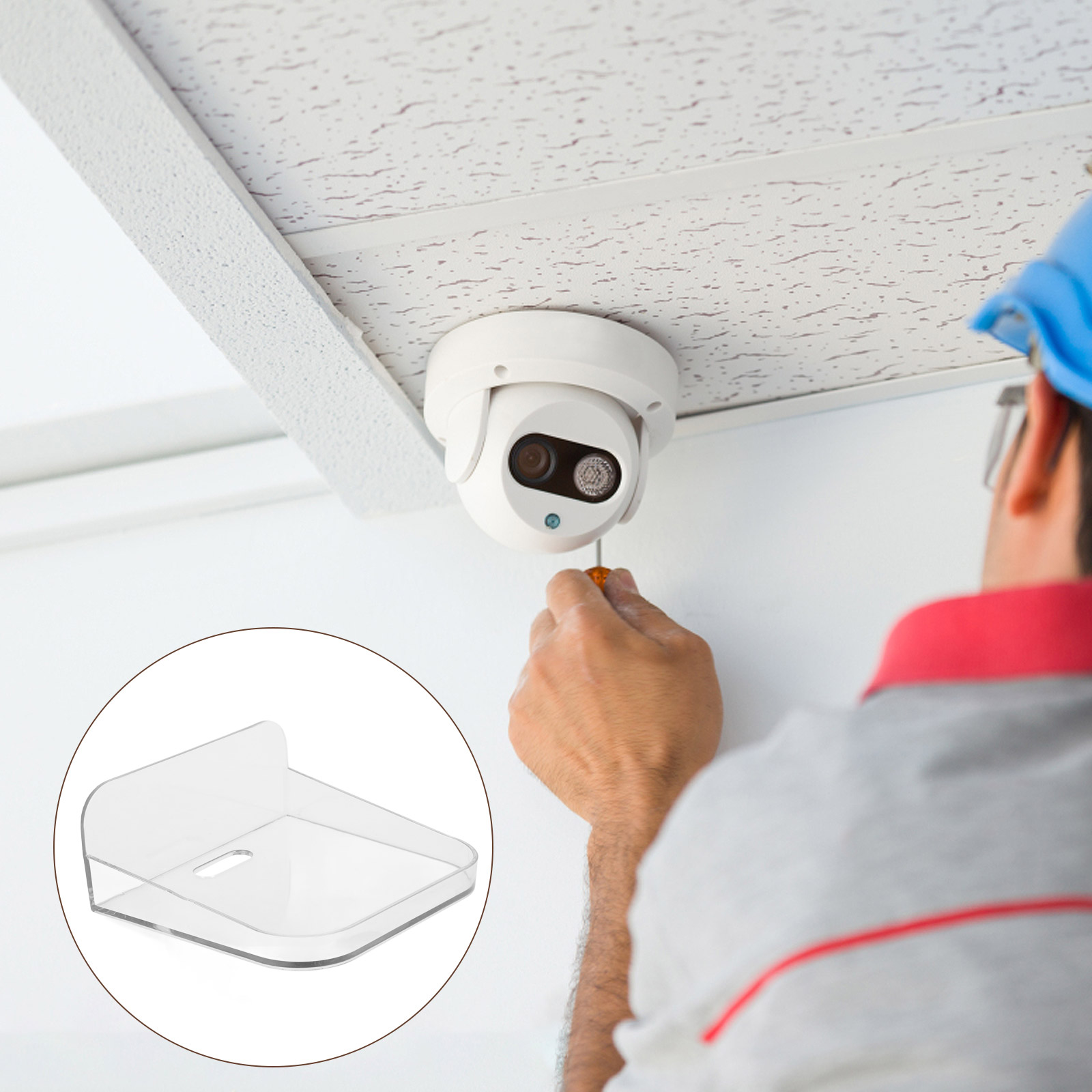 WHAMVOX Small Floating Shelf for Security Cameras Wall Mount No Drill ...