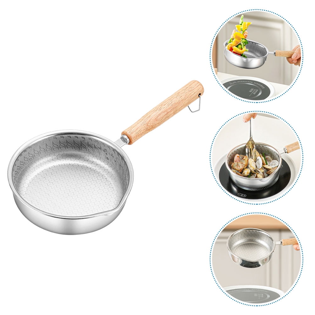 WHAMVOX Small Stainless Steel Frying Pan Gas Stove Frying Pan 33.50X13 ...