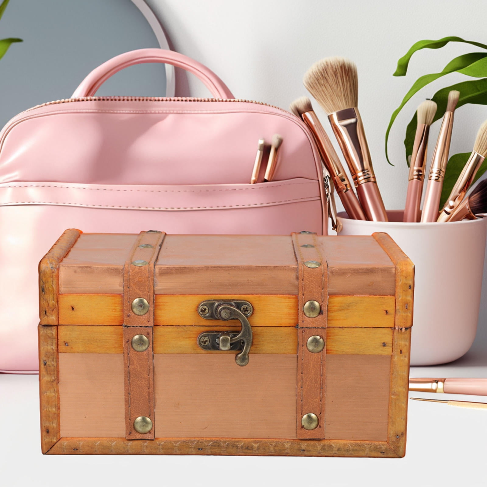 WHAMVOX Small Wooden Storage Box with Lid Vintage Jewelry Organizer ...