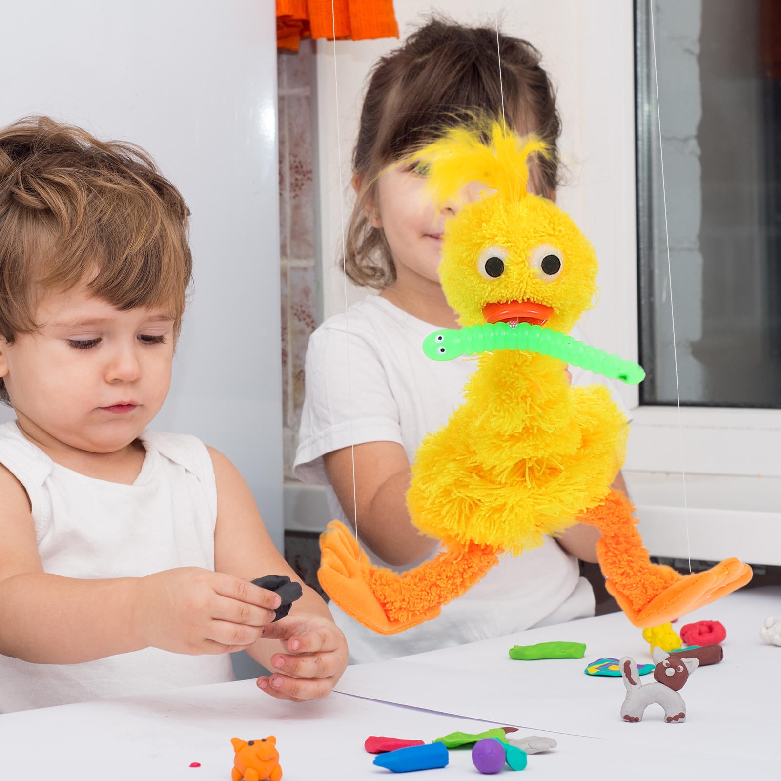 WHAMVOX Soft Plush Duck Puppet String Duck Toy For Kids Interactive And ...