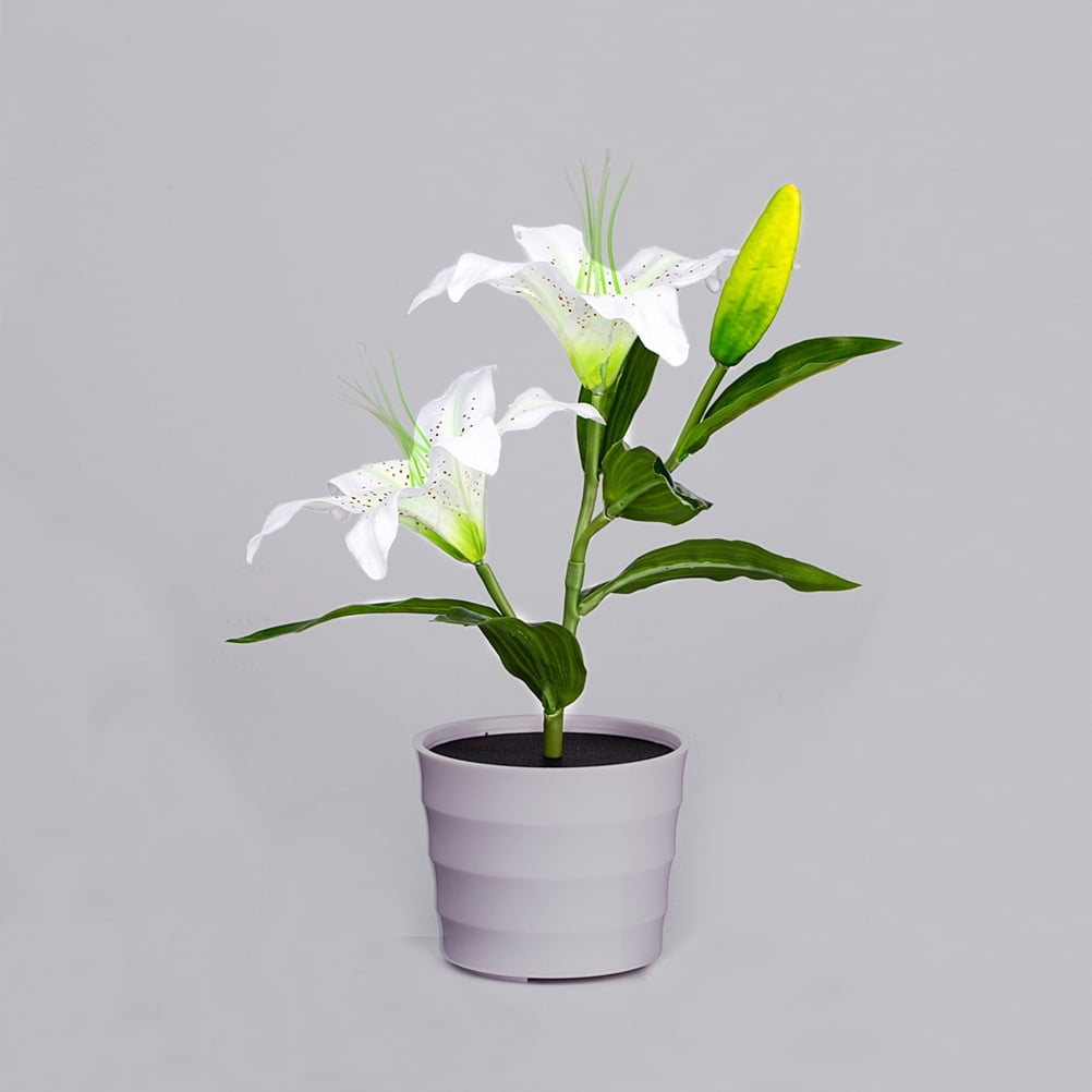 WHAMVOX White Solar Powered Flower Lamp LED Lily Light for Garden Party ...