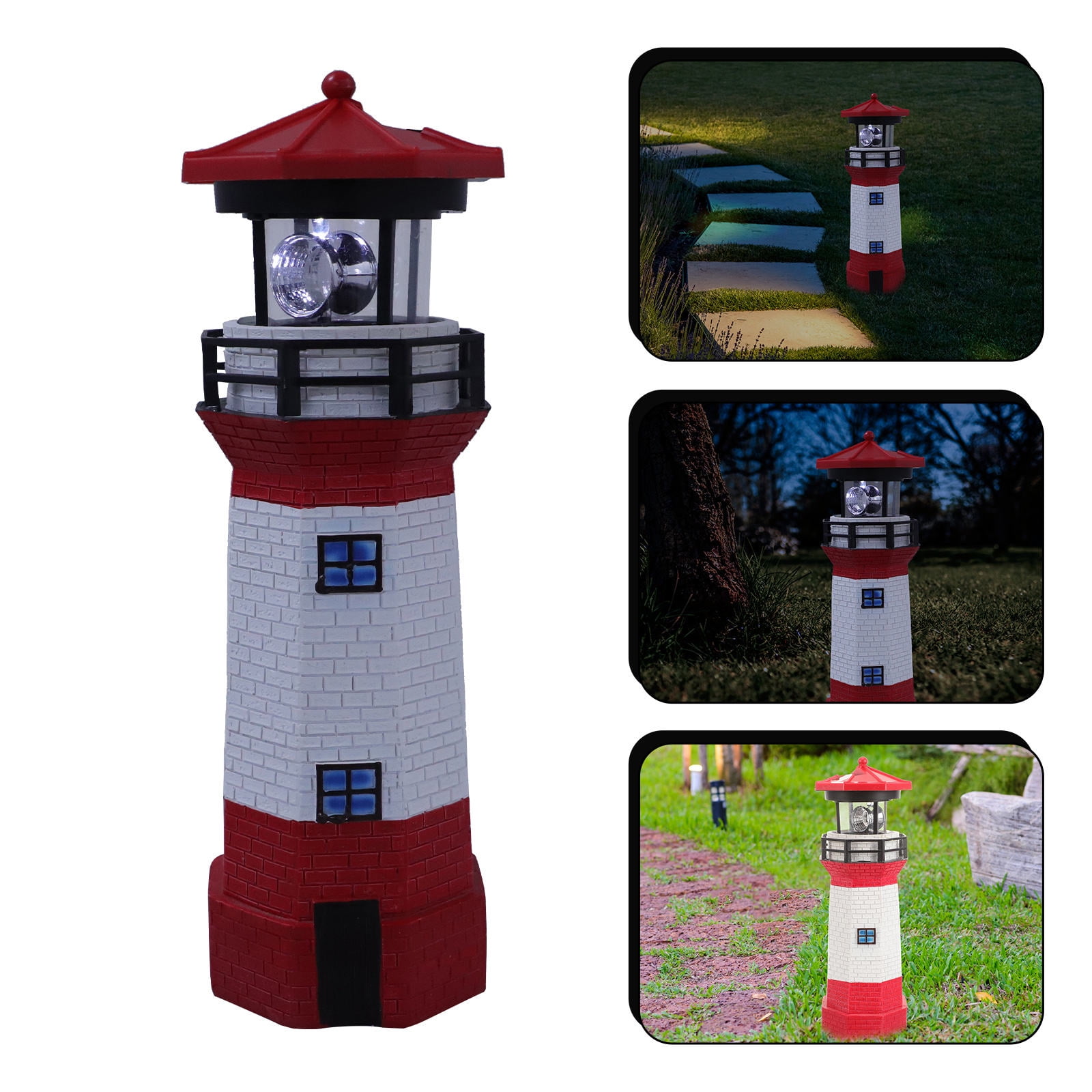 WHAMVOX Solar Powered Lighthouse Garden Decorative Lighthouse with ...
