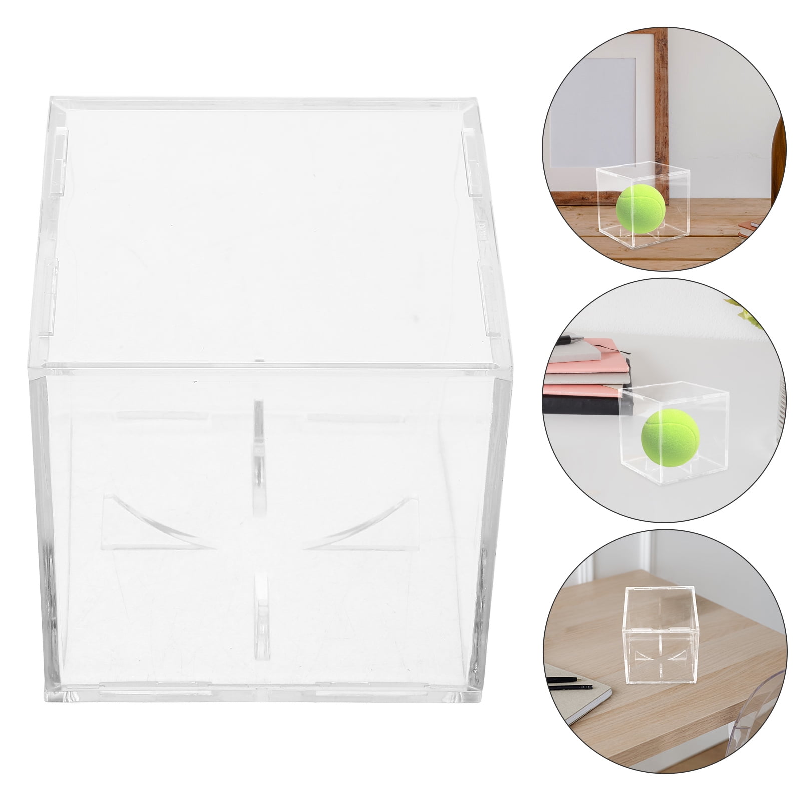 WHAMVOX Square Baseball Display Case Clear Acrylic Cube Baseball Holder ...