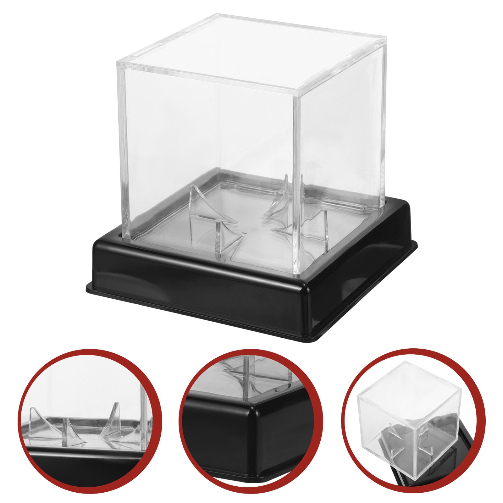WHAMVOX Square Baseball Display Case Clear Plastic Cube Baseball Holder ...