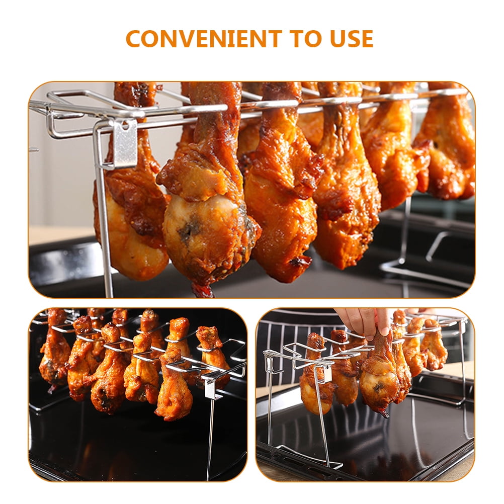 WHAMVOX Stainless Steel Chicken Leg Rack for Grilling with Stationary ...