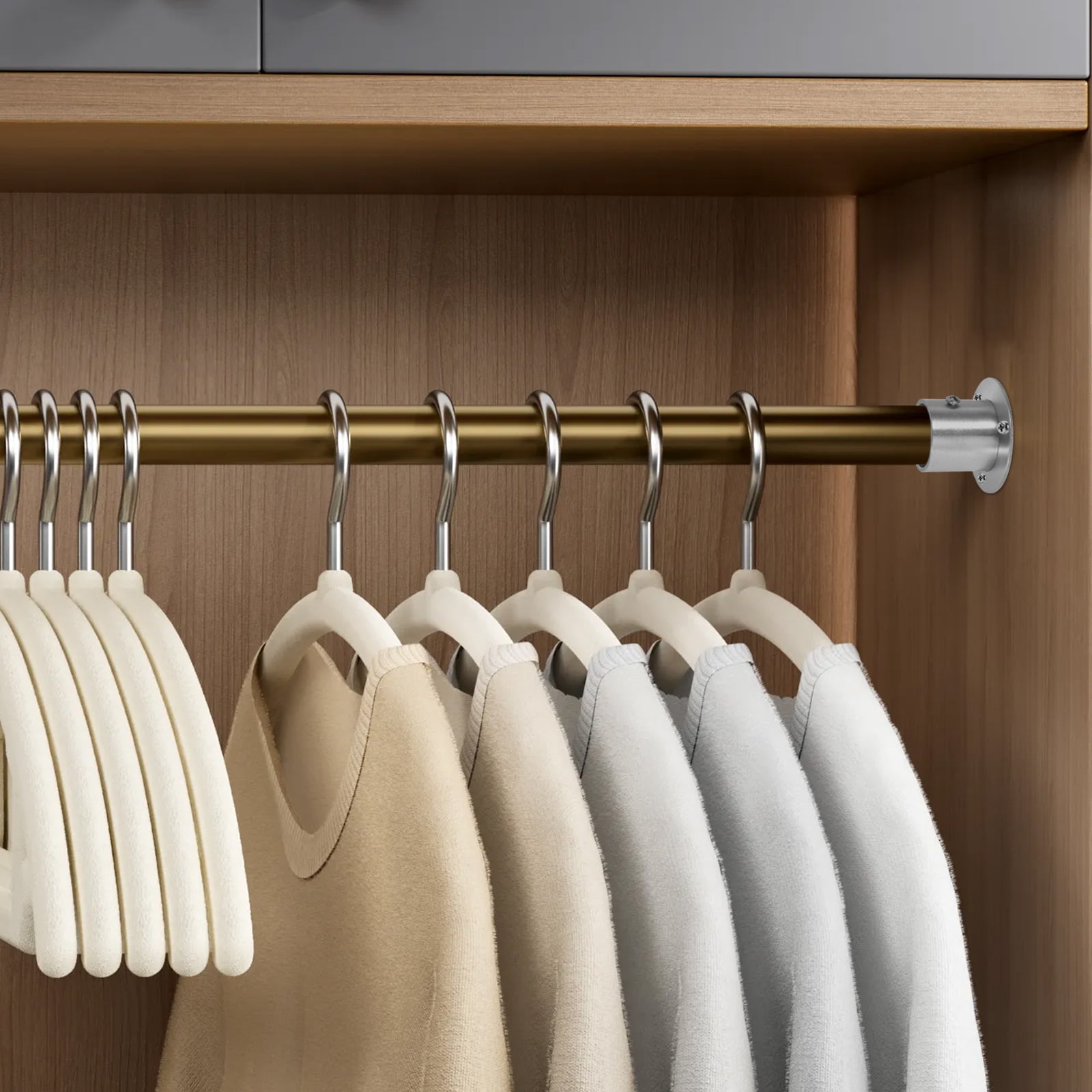 WHAMVOX Stainless Steel Clothes Rod Holder Round Closet Pole Bracket ...
