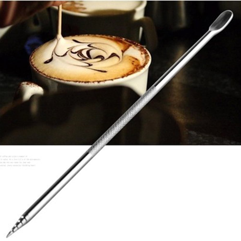 WHAMVOX Stainless Steel Coffee Latte Art Pen for Shaping Patterns 14CM Silver Professional Tool ...