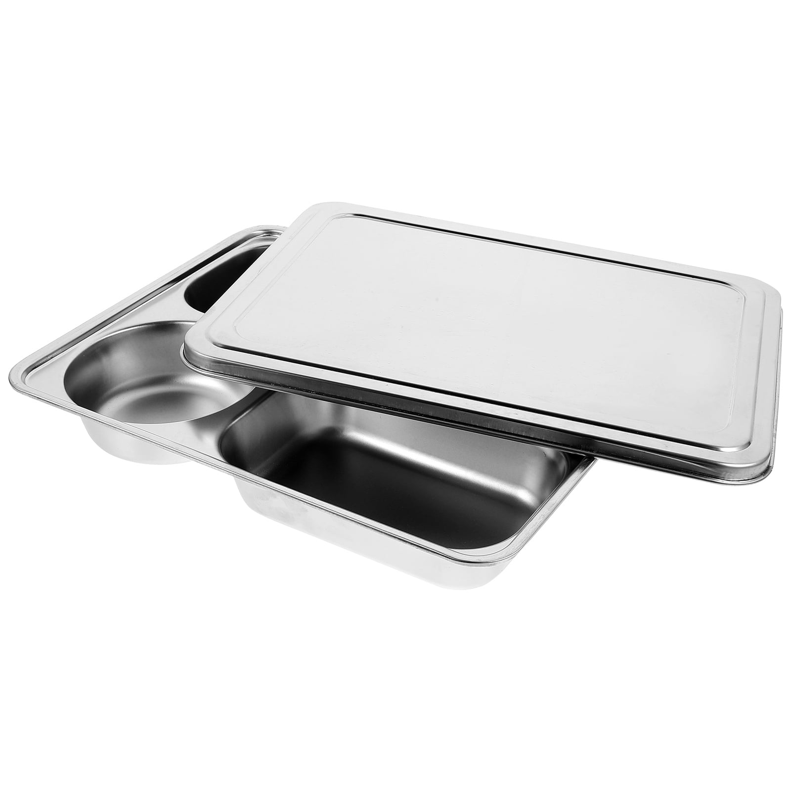 WHAMVOX Stainless Steel Dinner Plate Divided Tray Plates Student Child ...