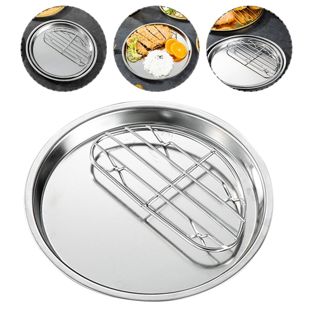 HOOWIFFY Stainless Steel Tray Oil Drain Plate Silver 1Pack 6.29X6.29X1 ...