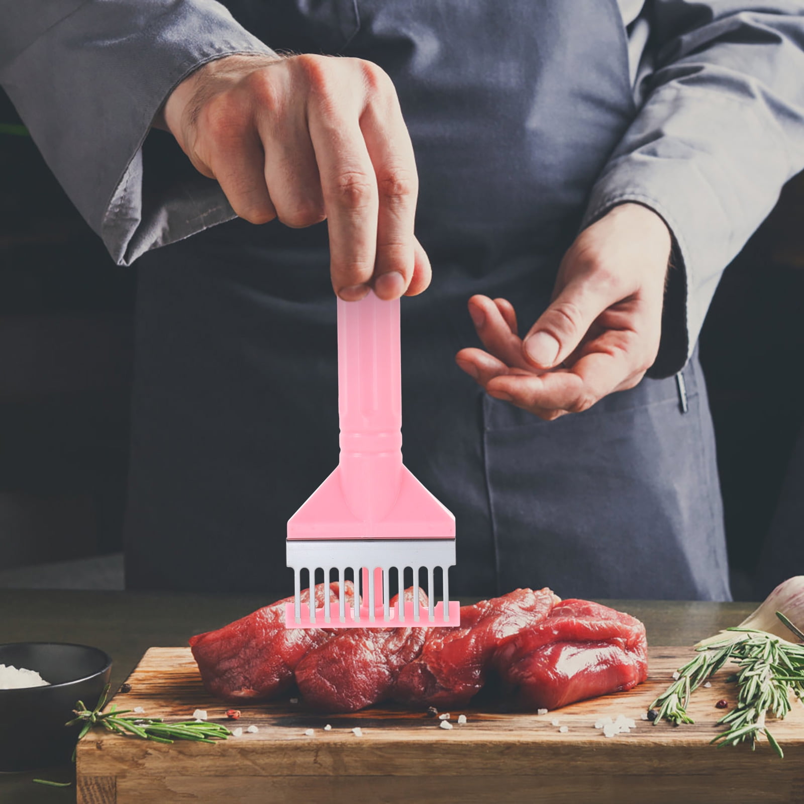 WHAMVOX Stainless Steel Meat Loosener Pink Tenderizer Injector Handheld ...