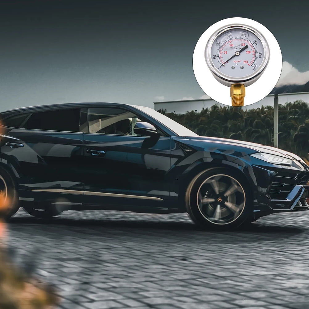 WHAMVOX Stainless Steel Oil Filled Pressure Gauge for Car Use Silver ...