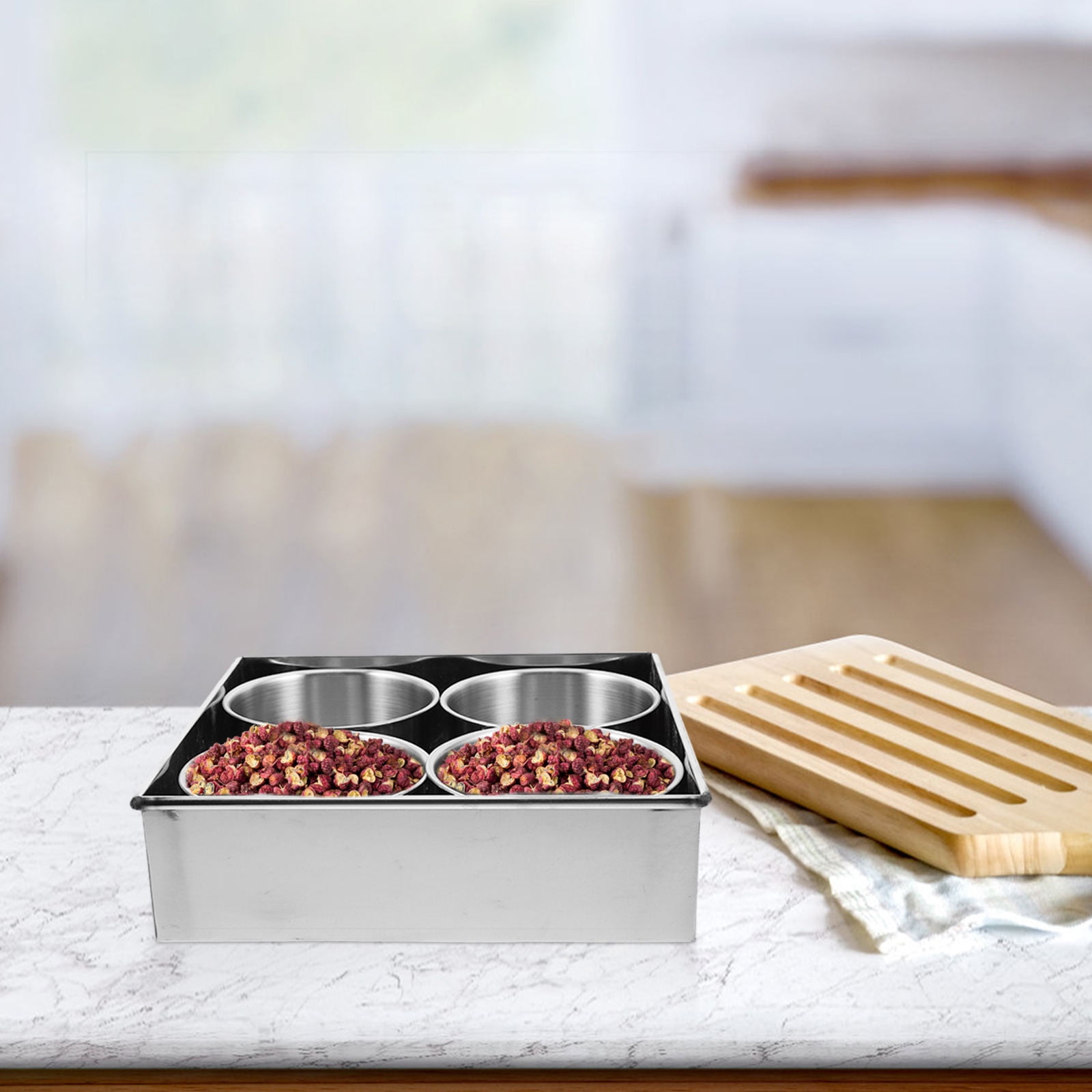 WHAMVOX Stainless Steel Seasoning Box With Four Compartments Spice ...