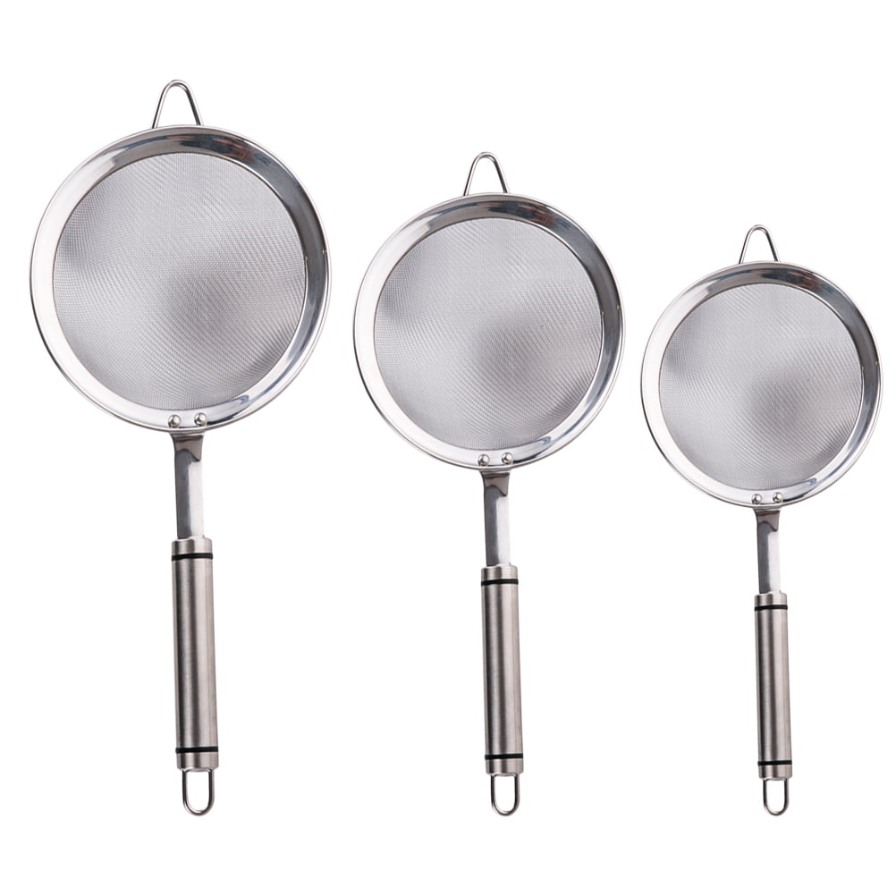WHAMVOX Stainless Steel Sieves Fine Strainers for Kitchen Silver Color ...