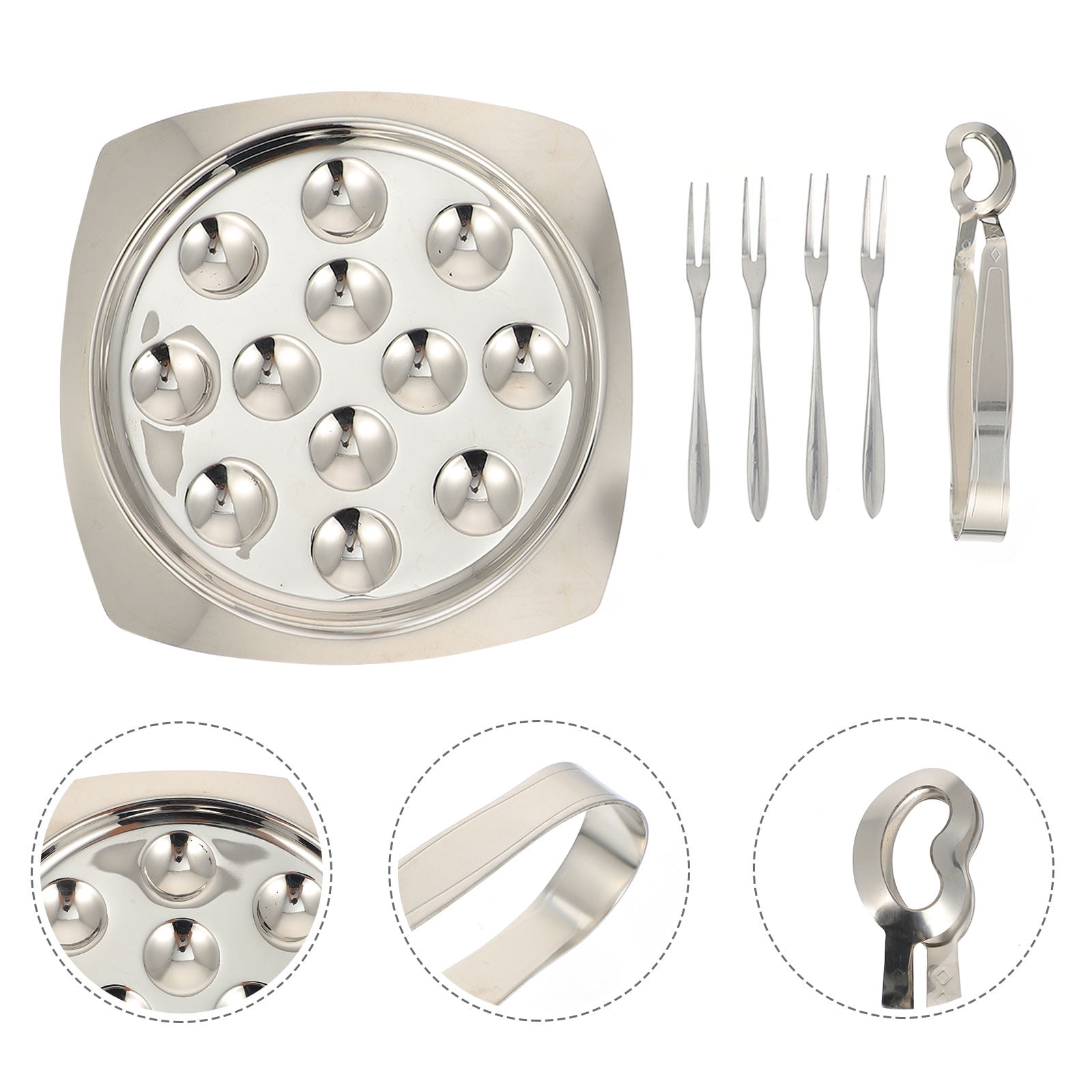 HOOWIFFY Snail Tableware Set 1 Set 8.3X8.3X0.8In Stainless Steel Silver ...