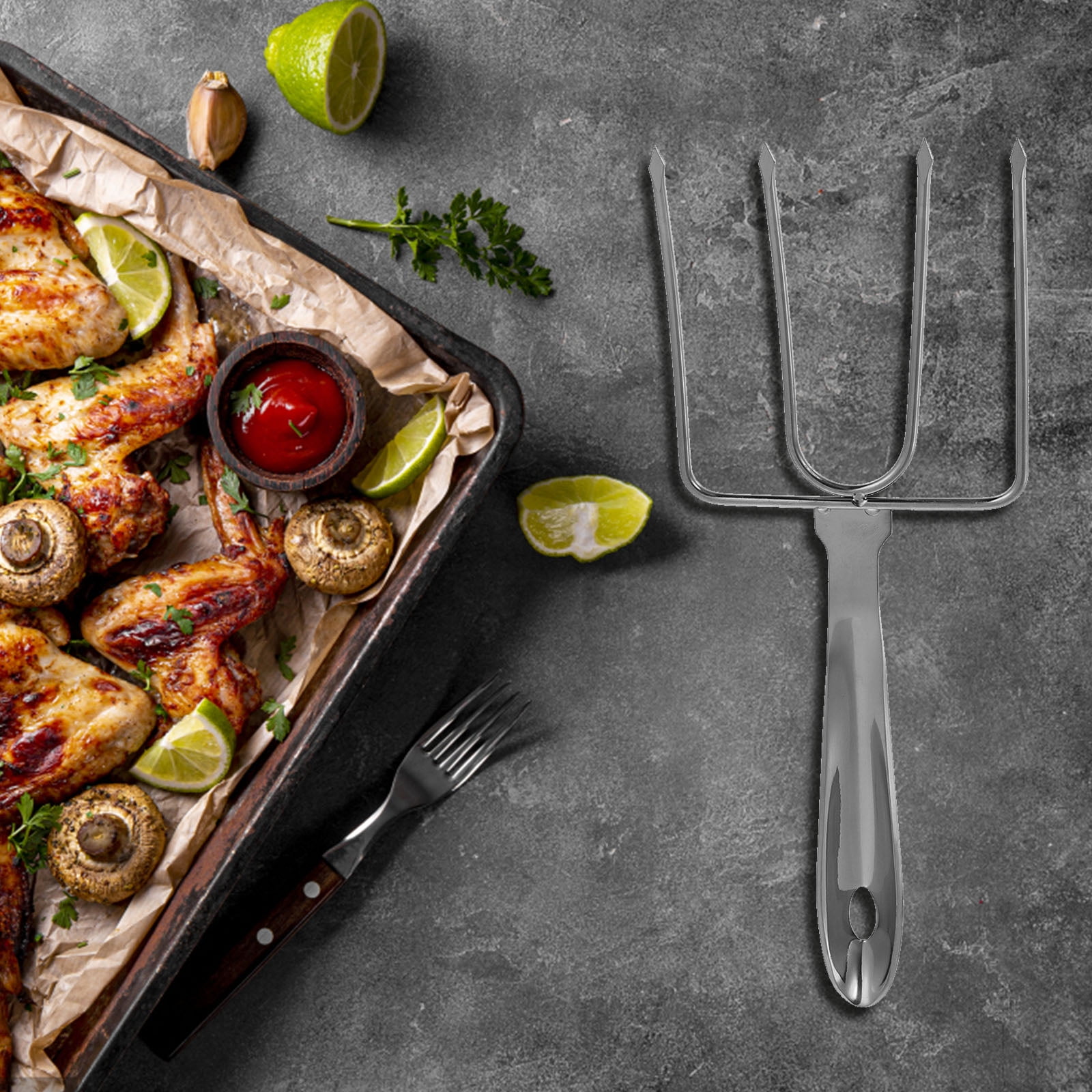 WHAMVOX Stainless Steel Turkey Lifting Fork for Kitchen with Ergonomic ...